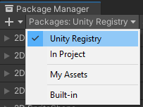 Registro do gerenciador de pacotes Unity