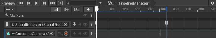 Linha do tempo da cena Unity Cinemachine