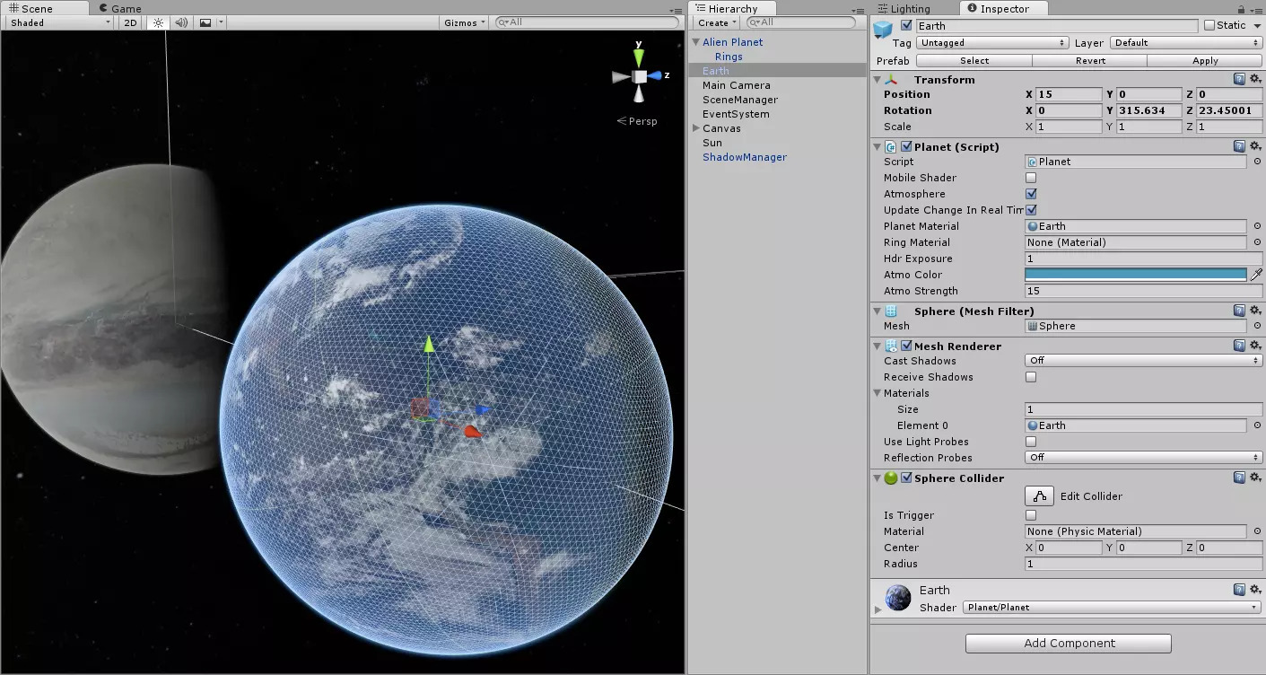 Revisão Do Pacote Unity Asset Store Planet Shader E Shadowing System Sharp Coder Blog