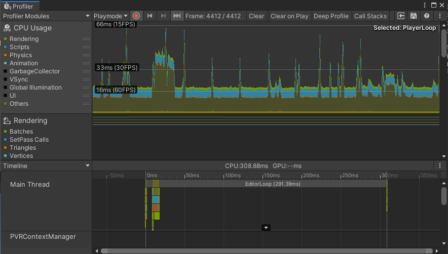 Janela do Unity 3D Profiler